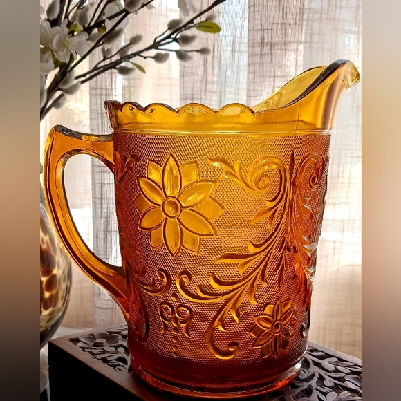 Indiana Glass | Dining | Vintage Indiana Tiara Glass Amber Pitcher 8 ...